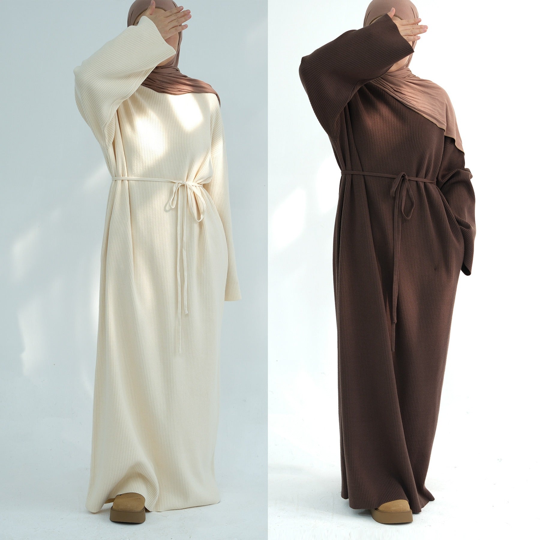MH96 Winter Abaya for Women – Thick Knit, Loose Fit, Long Sleeve Modest ...